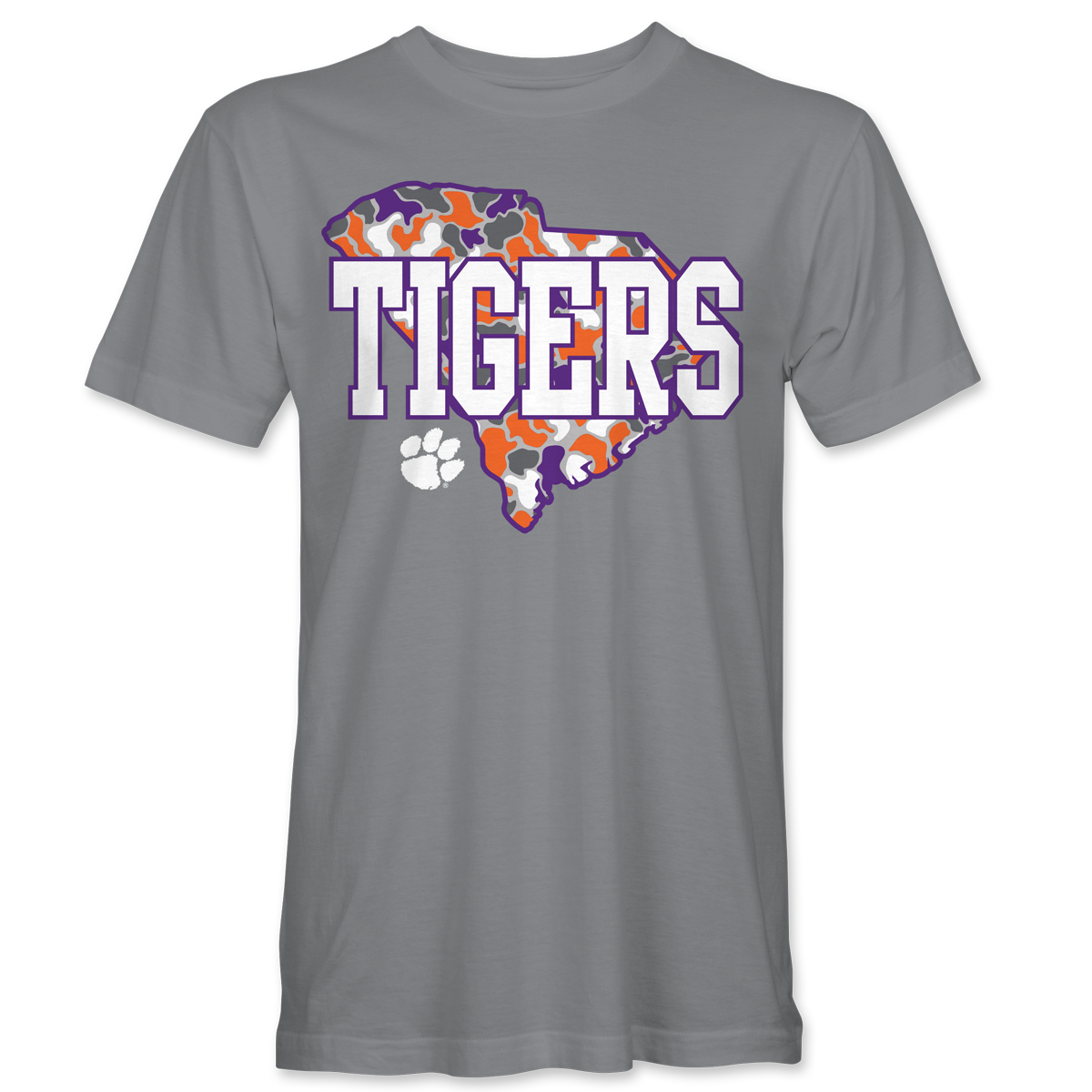 Clemson Camo State Tigers T-Shirt – Gravel – Palmetto Shirt Company